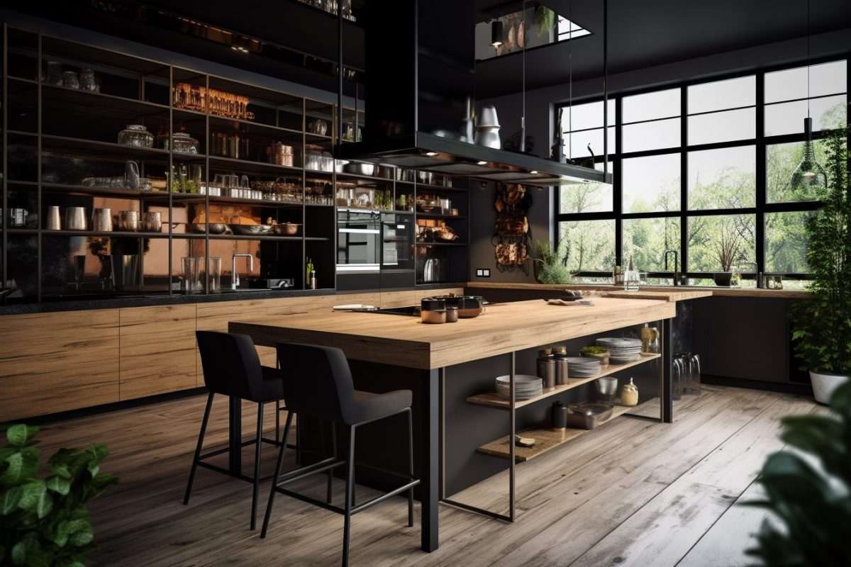 La cuisine noire et bois : une tendance pour allier aspect naturel et ...