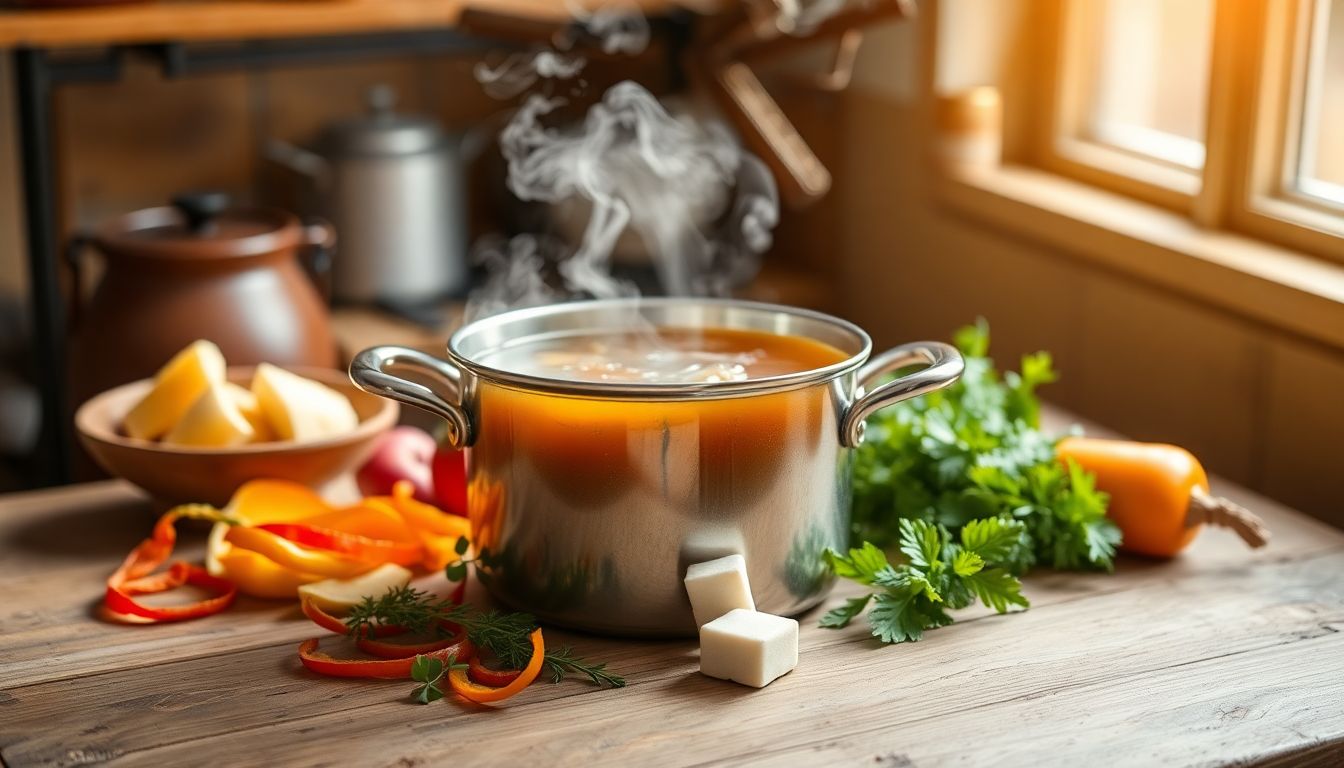 Réussir un bouillon minute savoureux avec des épluchures, herbes et un ...